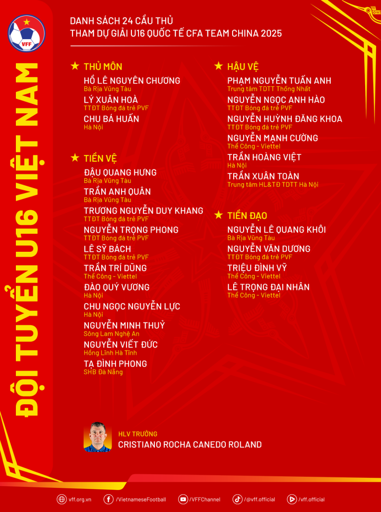 VFF - Đội tuyển U16 Việt Nam lên đường sang Trung Quốc tham dự giải U16 quốc tế